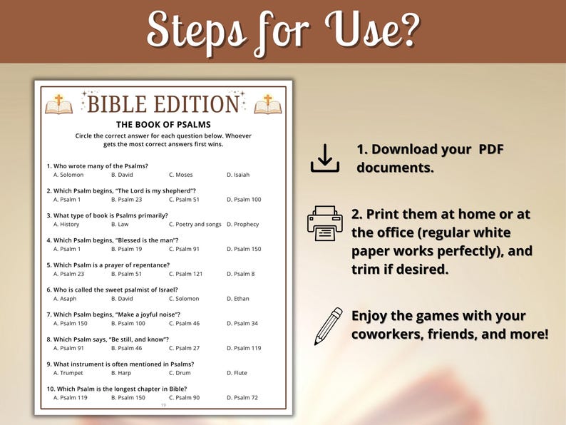 Bible Trivia Game Bundle Printable, Christian Party Game, Bible Quiz ...