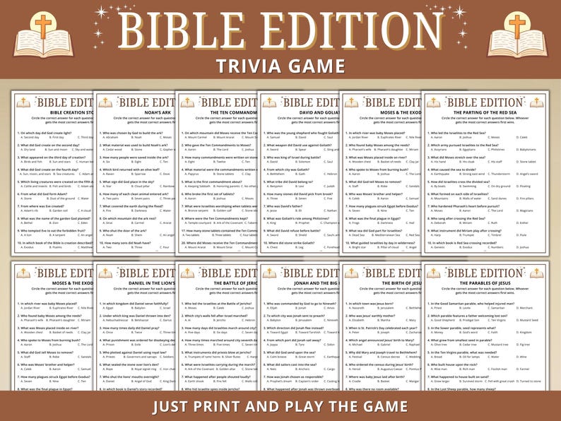 Bible Trivia Game Bundle Printable, Christian Party Game, Bible Quiz ...