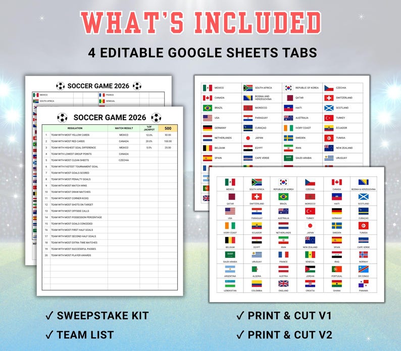 2026 Football Sweepstake Kit, Soccer Pool Game, Printable World Cup ...