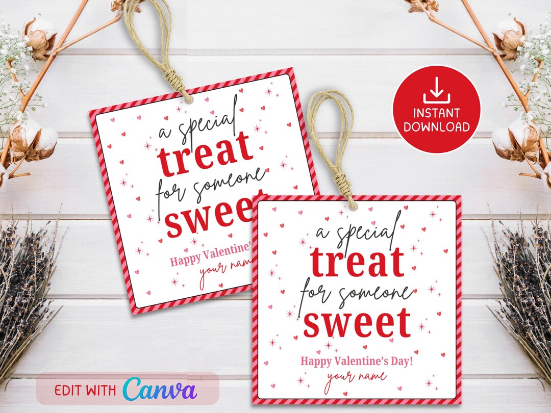 Happy Valentine Gift Tags Printable, Sweet Treat Tags, Classroom ...