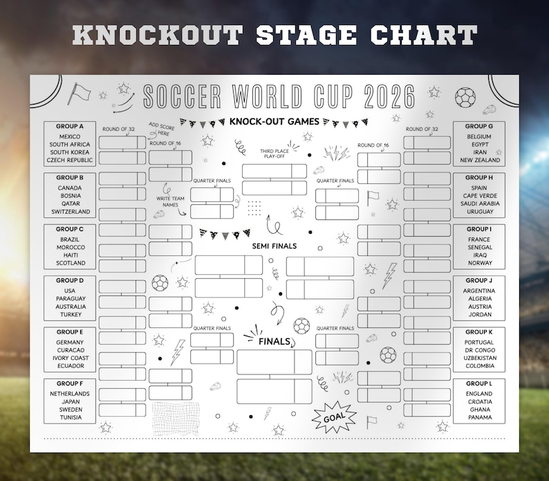World Cup 2026 Printable Tracker, Soccer Tournament Bracket, Football ...