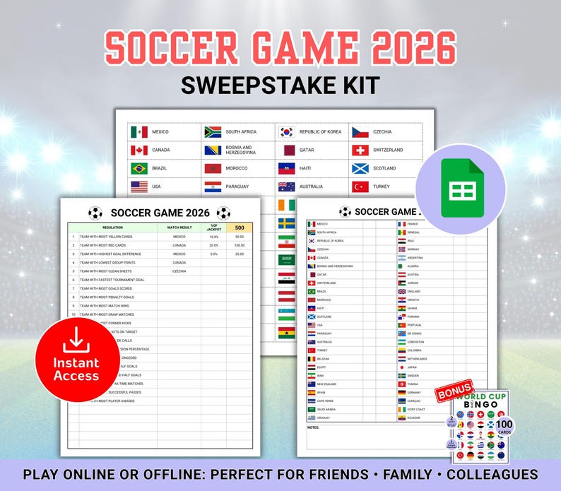 2026 Football Sweepstake Kit, Soccer Pool Game, Printable World Cup ...
