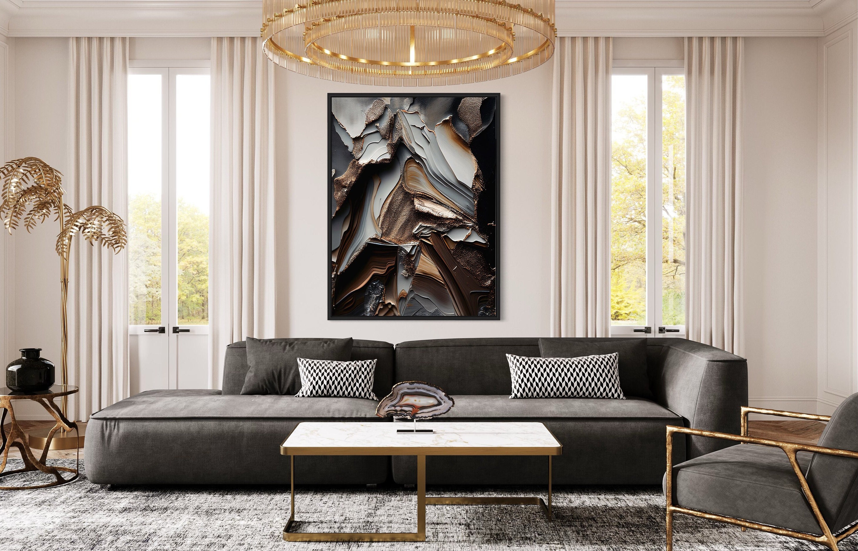 Brown and Gray Abstract Wall Art on Canvas Abstract Art - Etsy