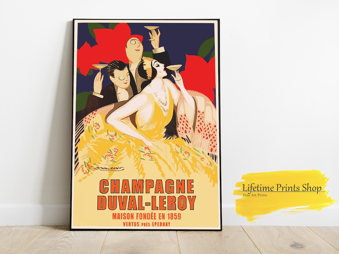 Duval Leroy French Champagne Poster, Party Liquor Bar, Wall Art Posters ...