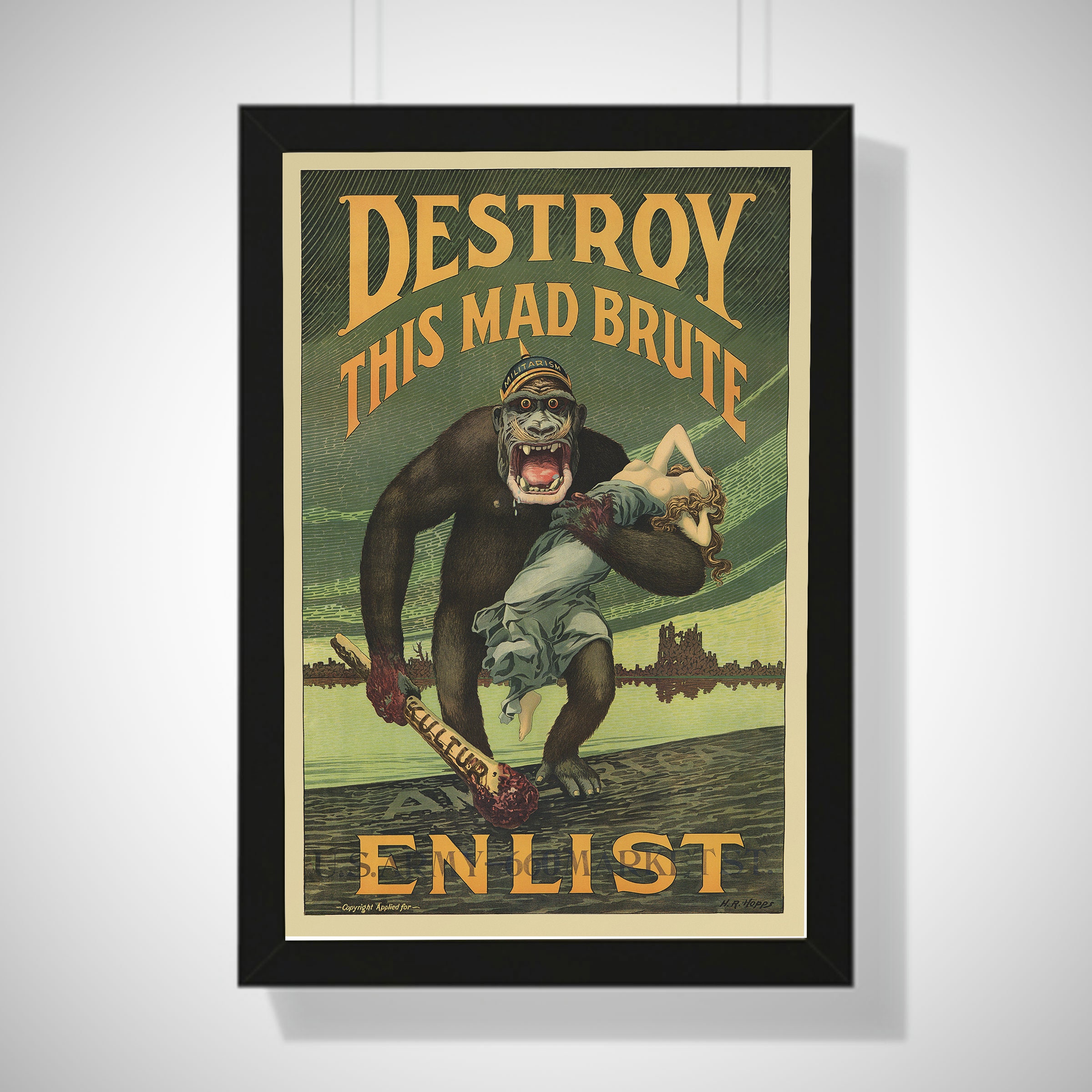 WWI Propaganda Poster Destroy the Mad Brute, Vintage Poster, Wall Art ...