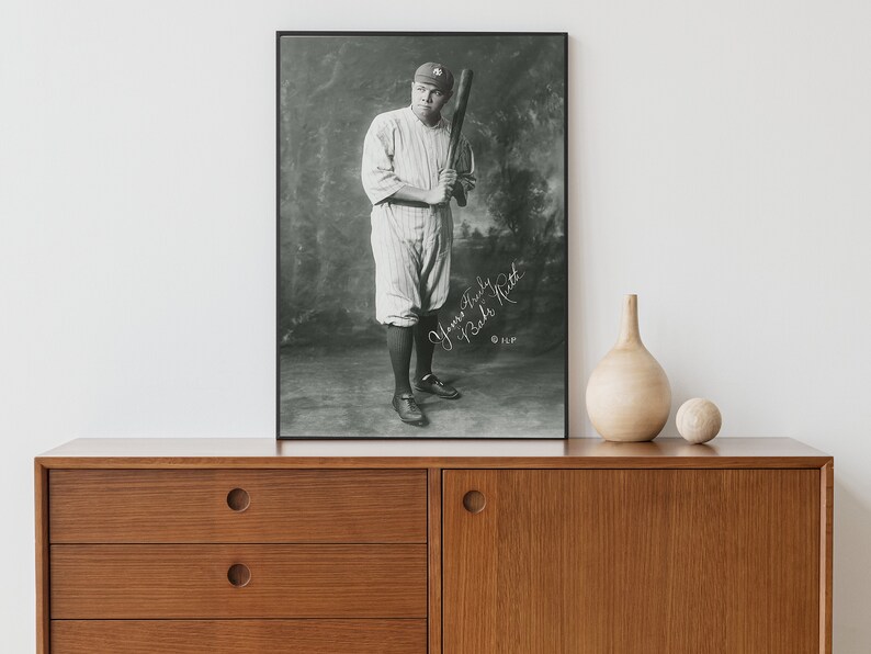 Vintage Babe Ruth Wall Art Poster Baseball Legend Sports Decor, Vintage ...