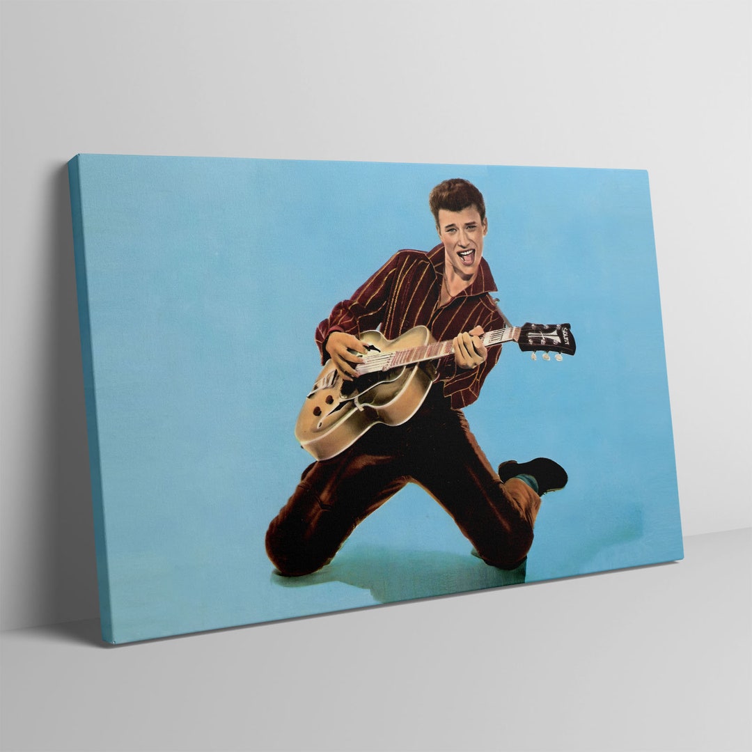 Rock N Roll Pop Singer Johnny Hallyday Circa 1950's Colorful Canvas ...