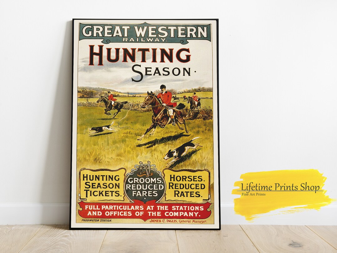 Great Western Railway Hunting Season Poster, Horses Dogs Hunting, Wall ...