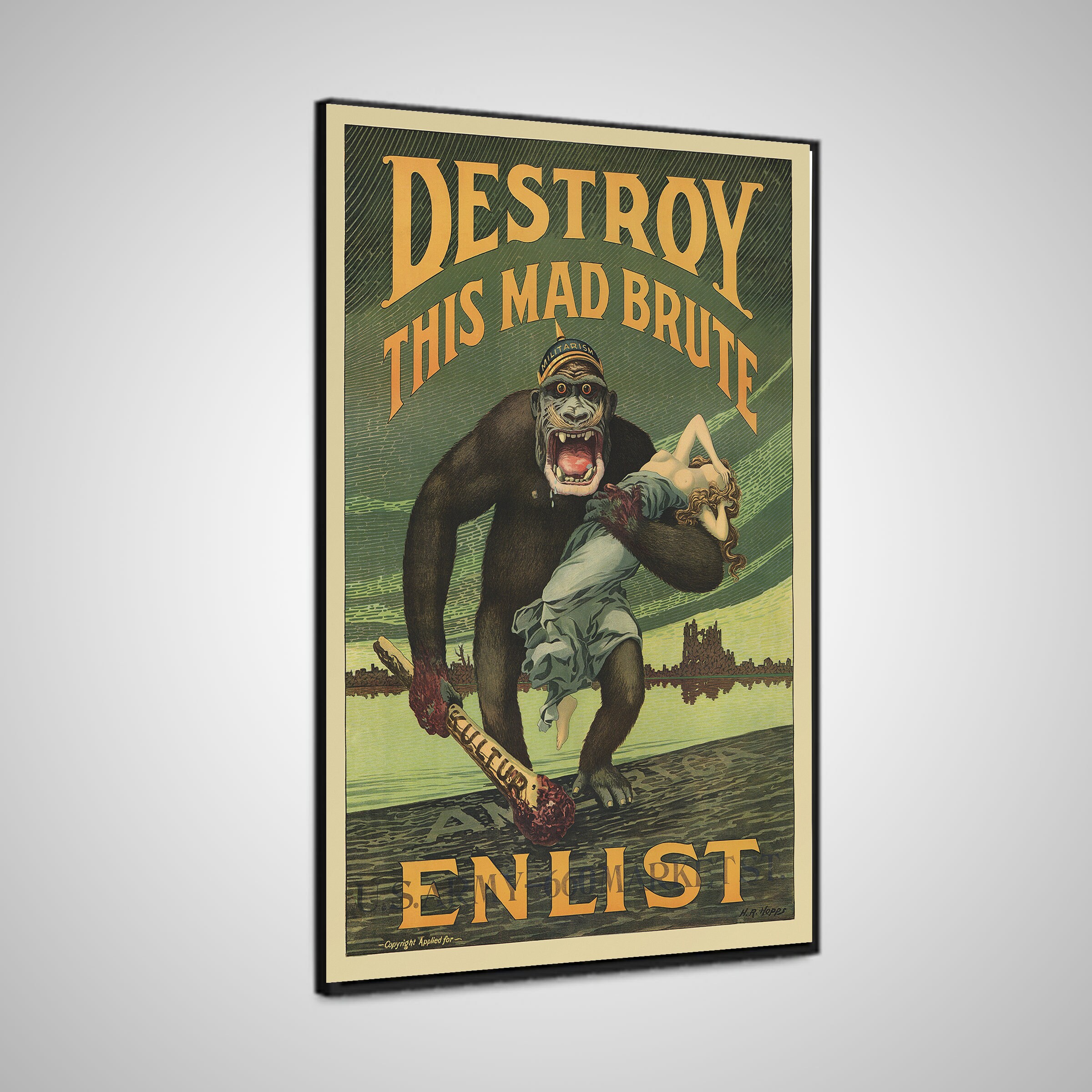 WWI Propaganda Poster Destroy the Mad Brute, Vintage Poster, Wall Art ...