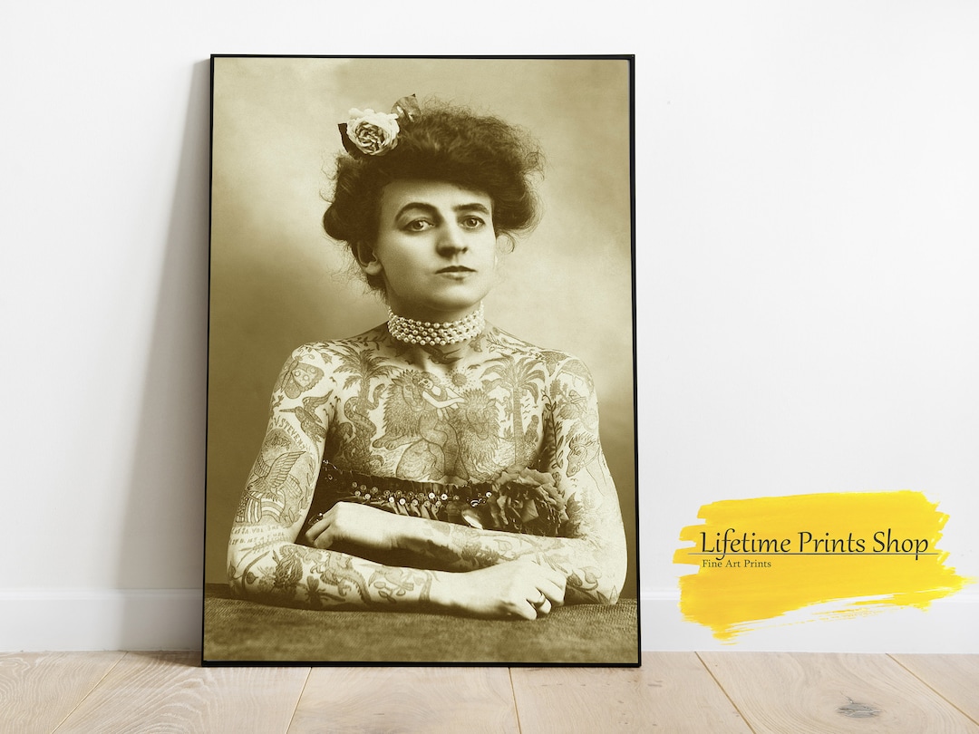 Maud Wagner Tattooed Lady, Circus Sideshow, Tattoo Art, Wall Art Poster ...