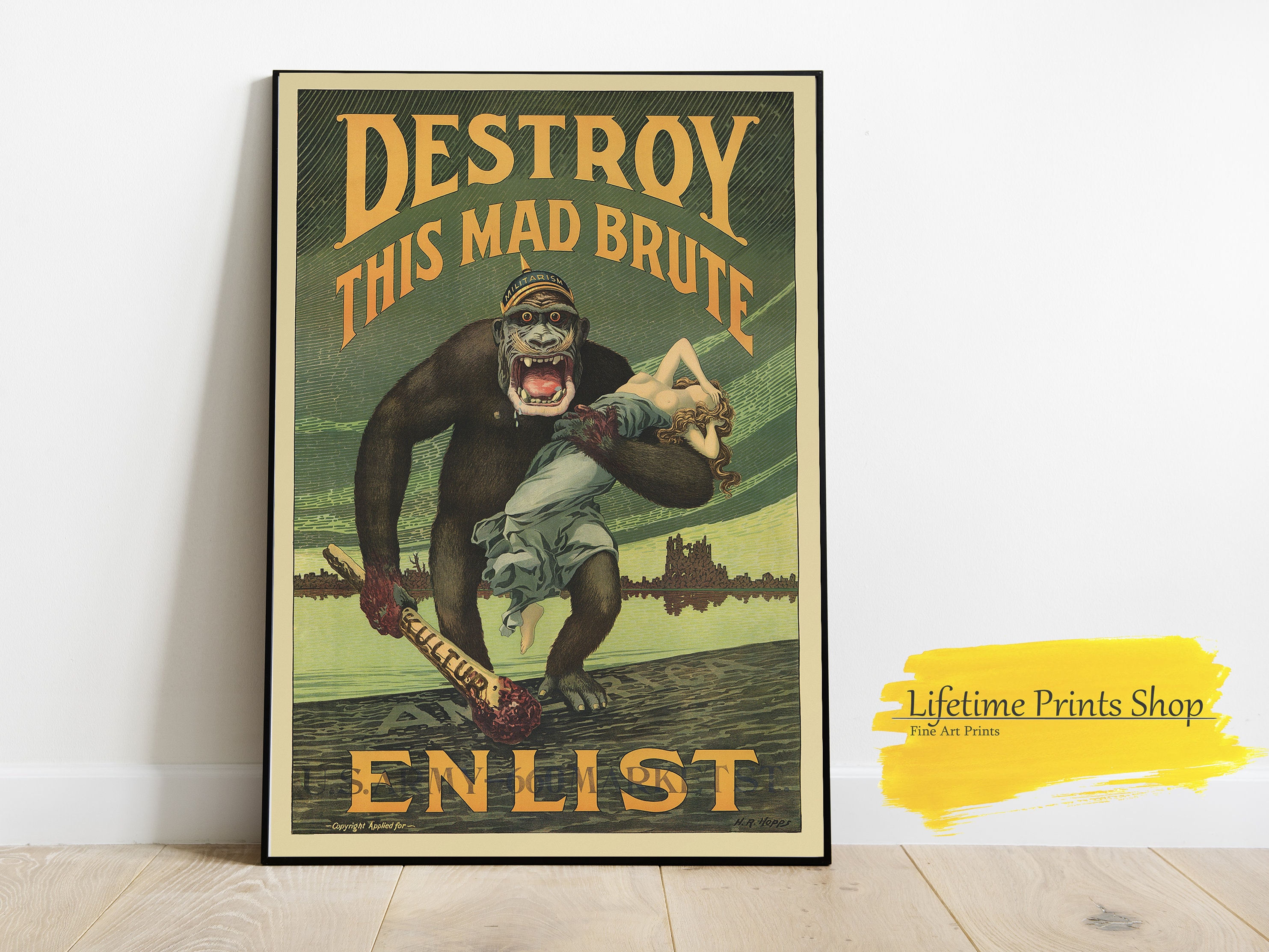 WWI Propaganda Poster Destroy the Mad Brute, Vintage Poster, Wall Art ...