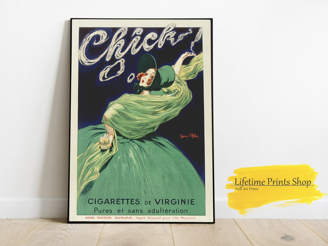 Chick Cigarette Advertising Wall Art Posters, Vintage Poster Woman ...
