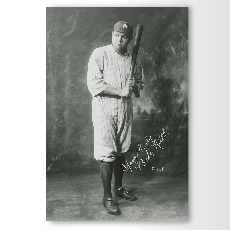 Vintage Babe Ruth Wall Art Poster Baseball Legend Sports Decor, Vintage ...