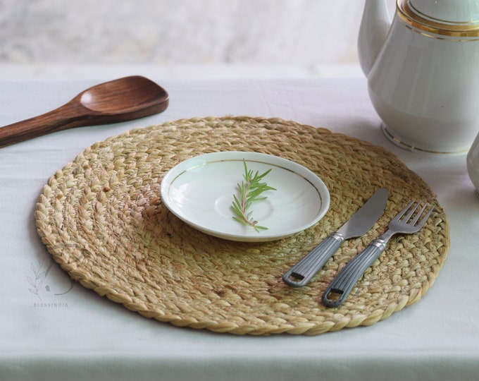 Placemats Handwoven Natural Seagrass Round Table Mats Eco-friendly Boho ...