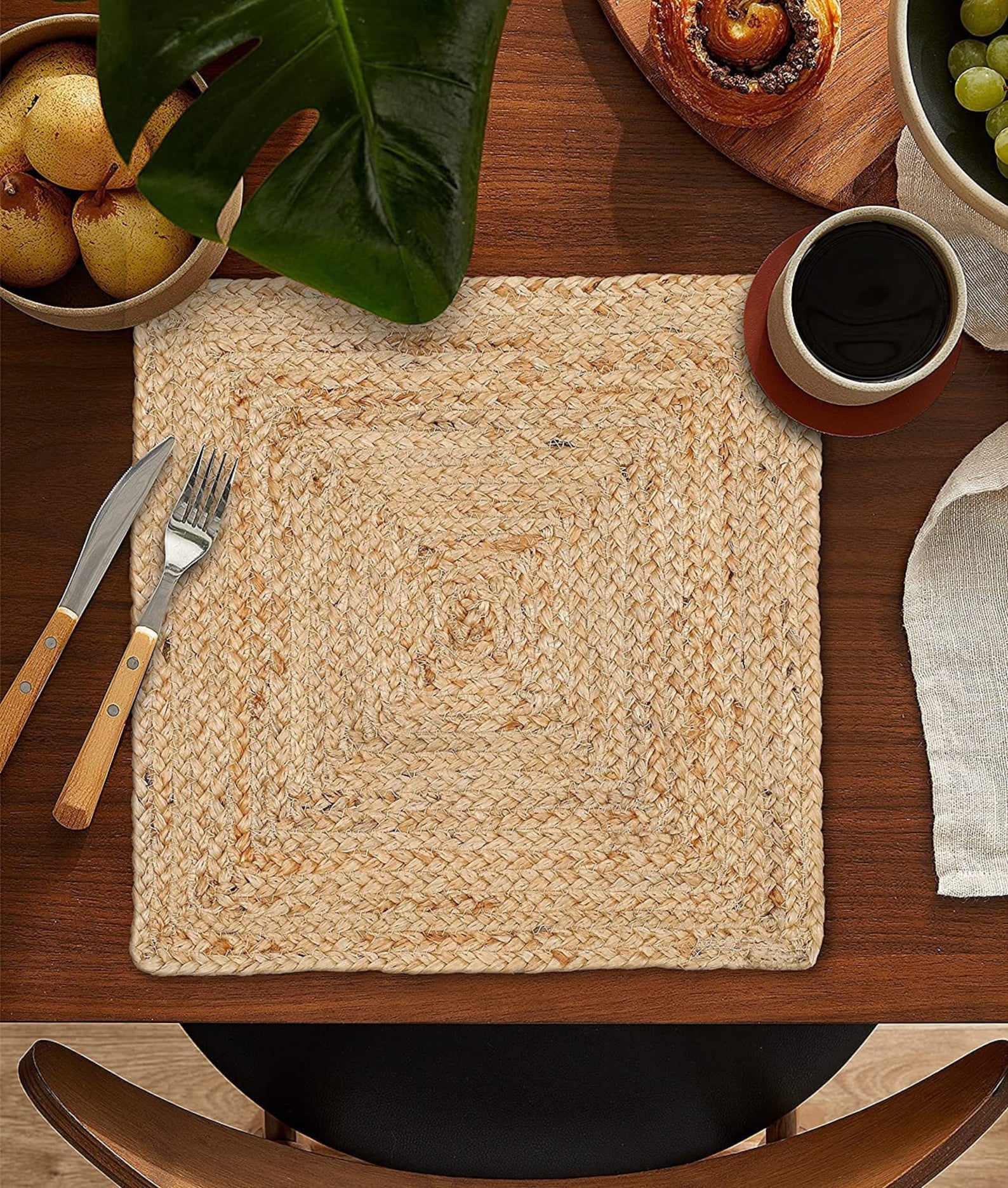Set of Natural Hand Braided Jute Table Mats , Heat Resistant, Farmhouse ...