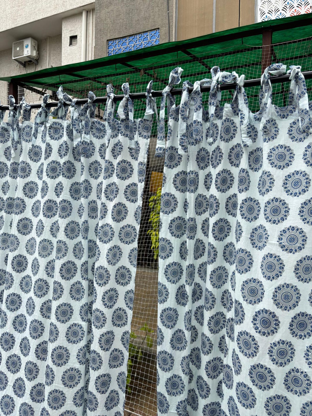 Boho Hand Block Print Cotton Curtains Set of 2 Panels, Farmhouse Living ...
