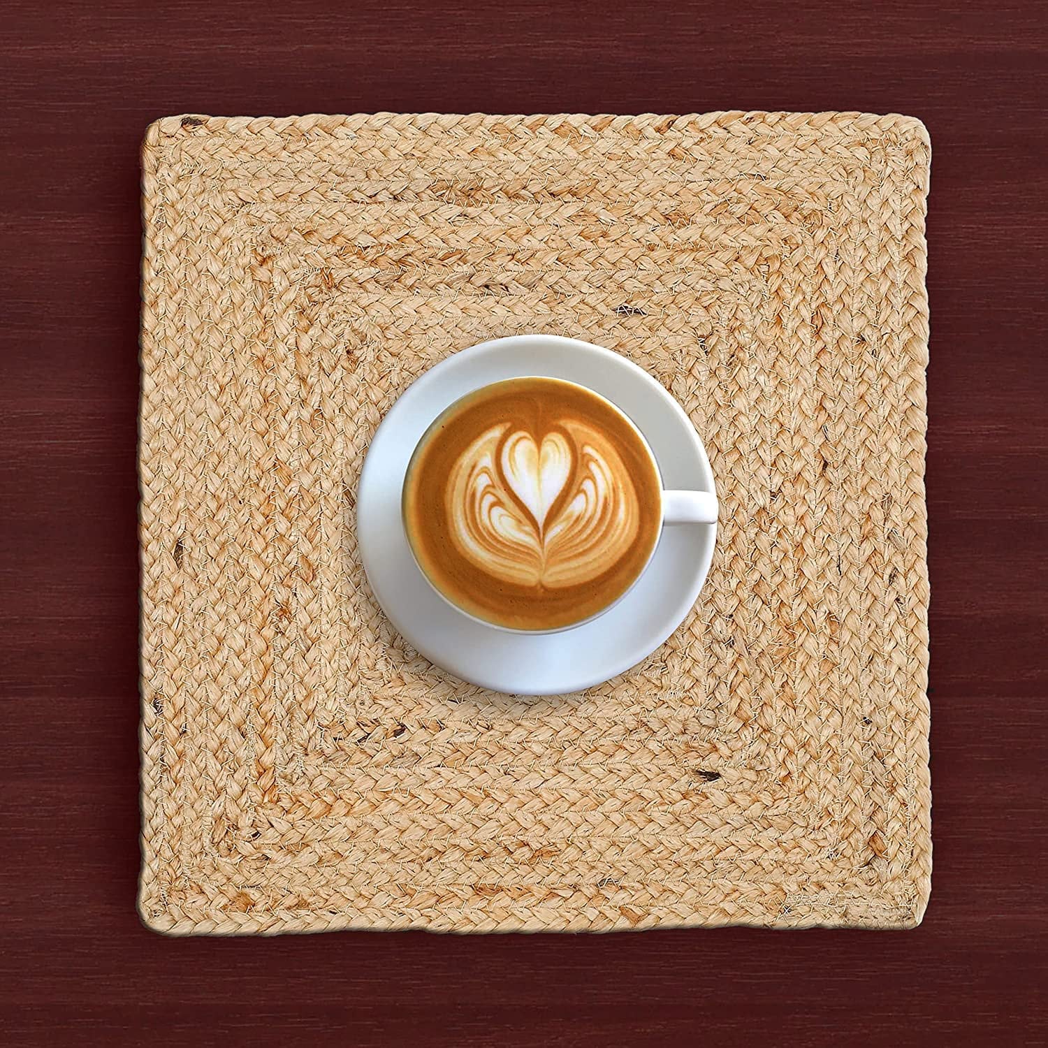 Set of Natural Hand Braided Jute Table Mats , Heat Resistant, Farmhouse ...