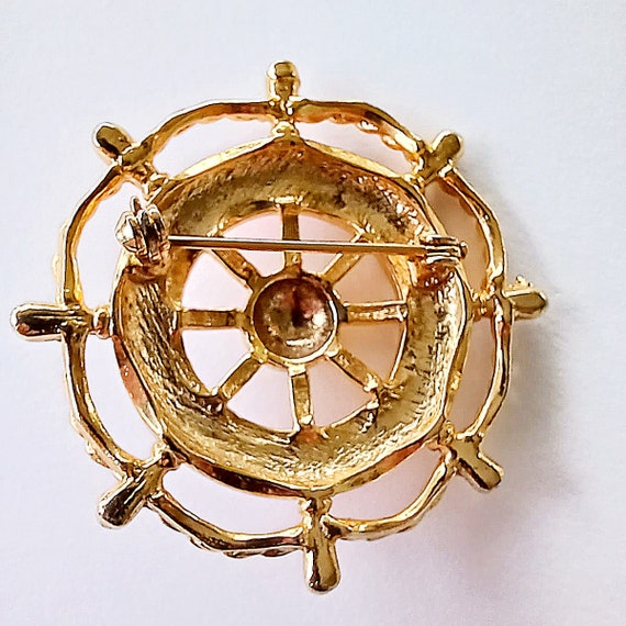 Vintage captain's wheel brooch, nautical patriotic en… - Gem