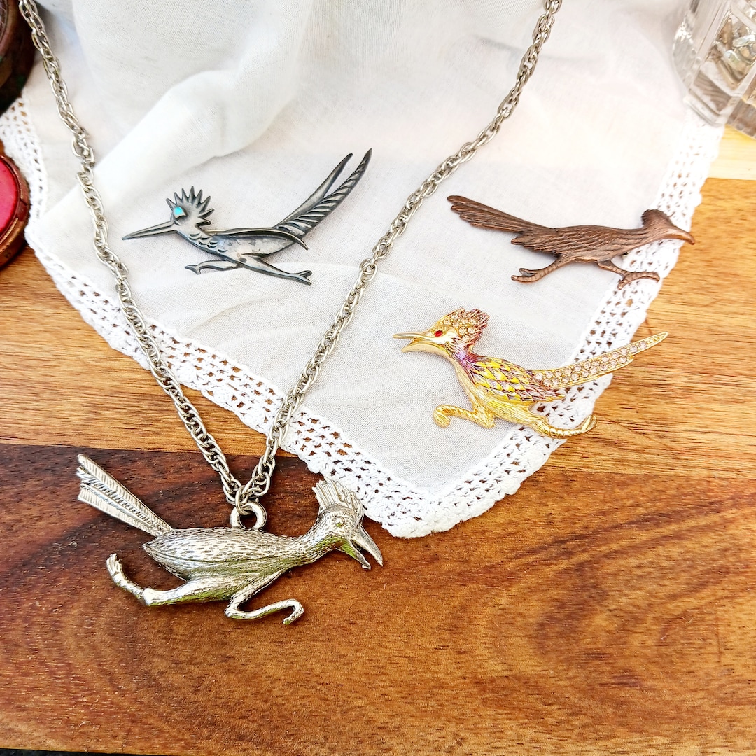 Choice of Roadrunner Jewelry, Brooch Necklace Native-style Symbolic ...