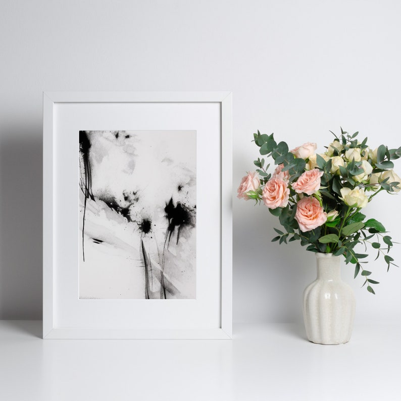 B&W Ink Abstract Art Print Printable Black and White Artwork - Etsy