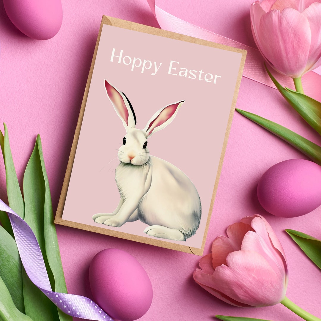 Hoppy Easter Easter Bunny Printable Greeting Card Instant Download ...
