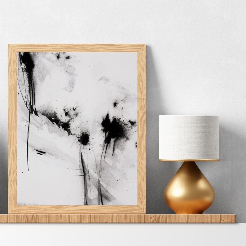 B&W Ink Abstract Art Print Printable Black and White Artwork - Etsy