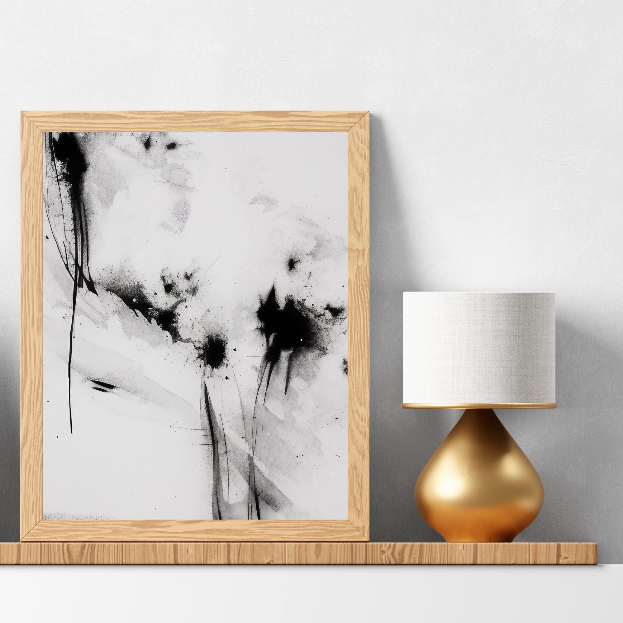 B&W Ink Abstract Art Print Printable Black and White Artwork - Etsy