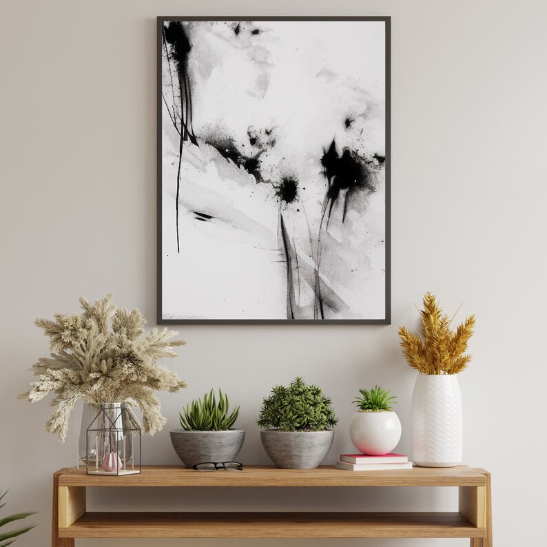 B&W Ink Abstract Art Print Printable Black and White Artwork - Etsy