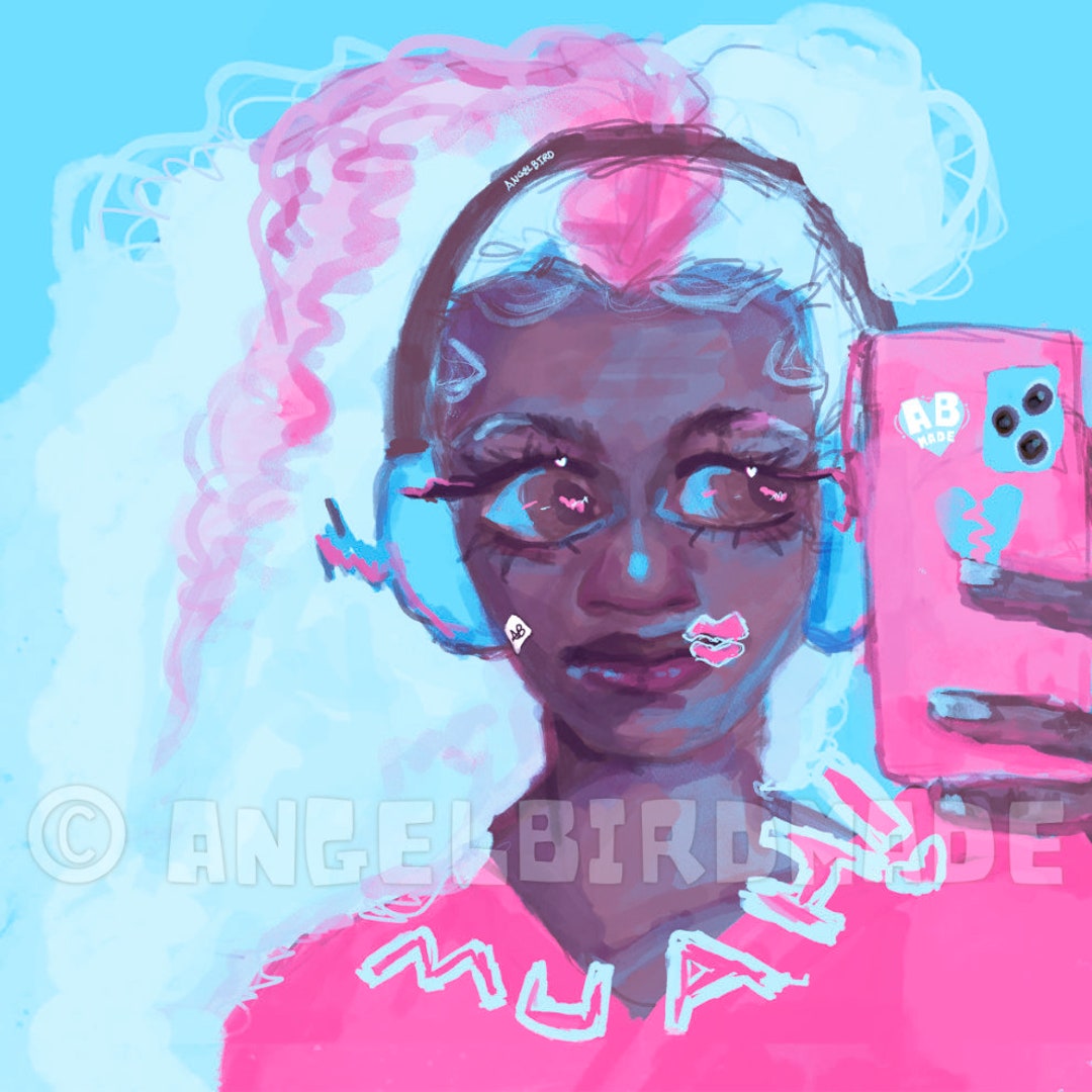 MUAH Pastel Anime Themed Black Girl Print Signed Giclée Original Art ...