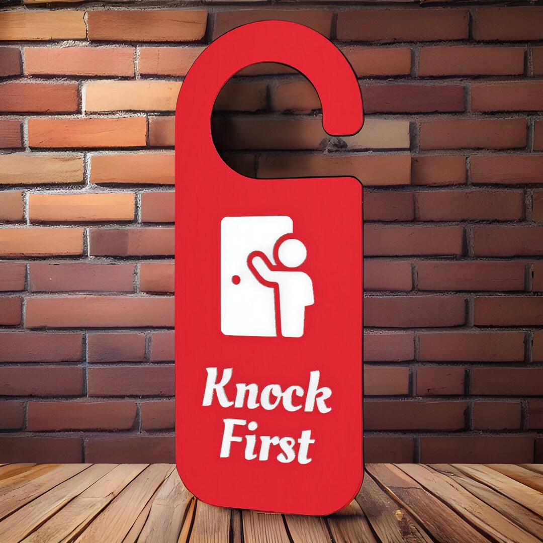 Knock First Hanger Sign - 3D (raised Lettering), Hybrid Office, Work ...