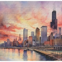 NYC Skyline Jigsaw Puzzle: Statue of Liberty, Times Square (1000-piece ...