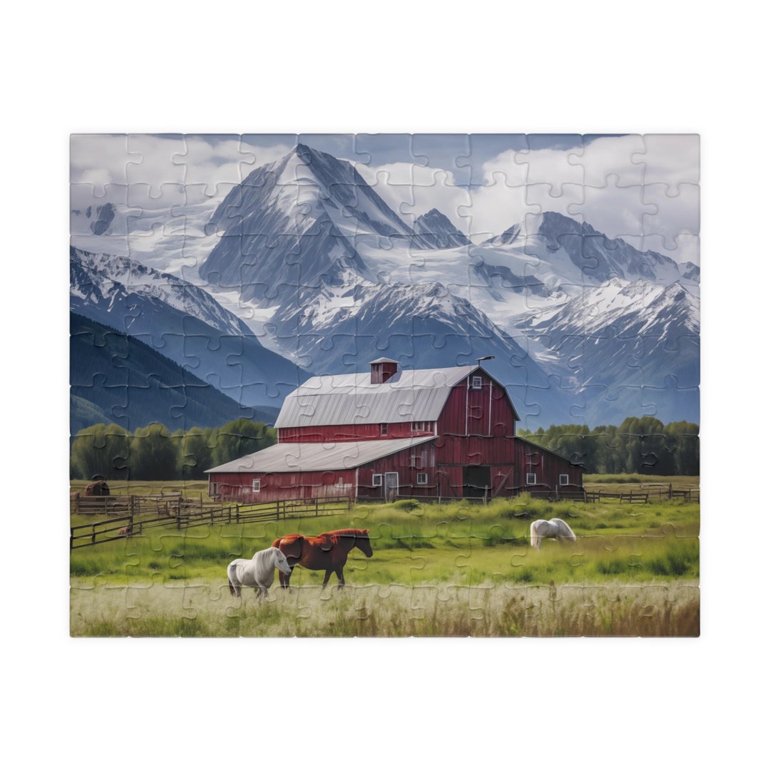 Big Red Barn Puzzle (110, 252, 520, 1014-piece) Beautiful Scenic ...
