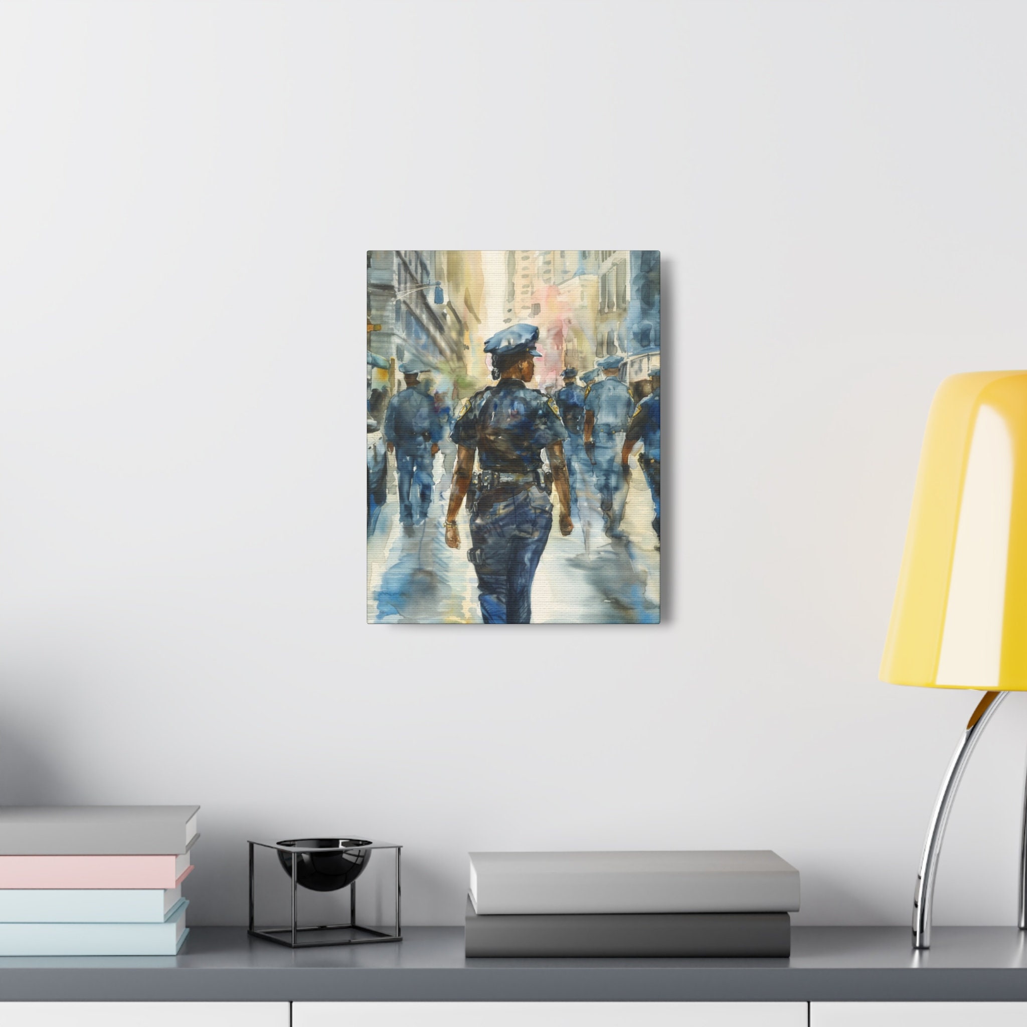 African American Police Officer Design 1 Canvas Gallery Wraps Black ...