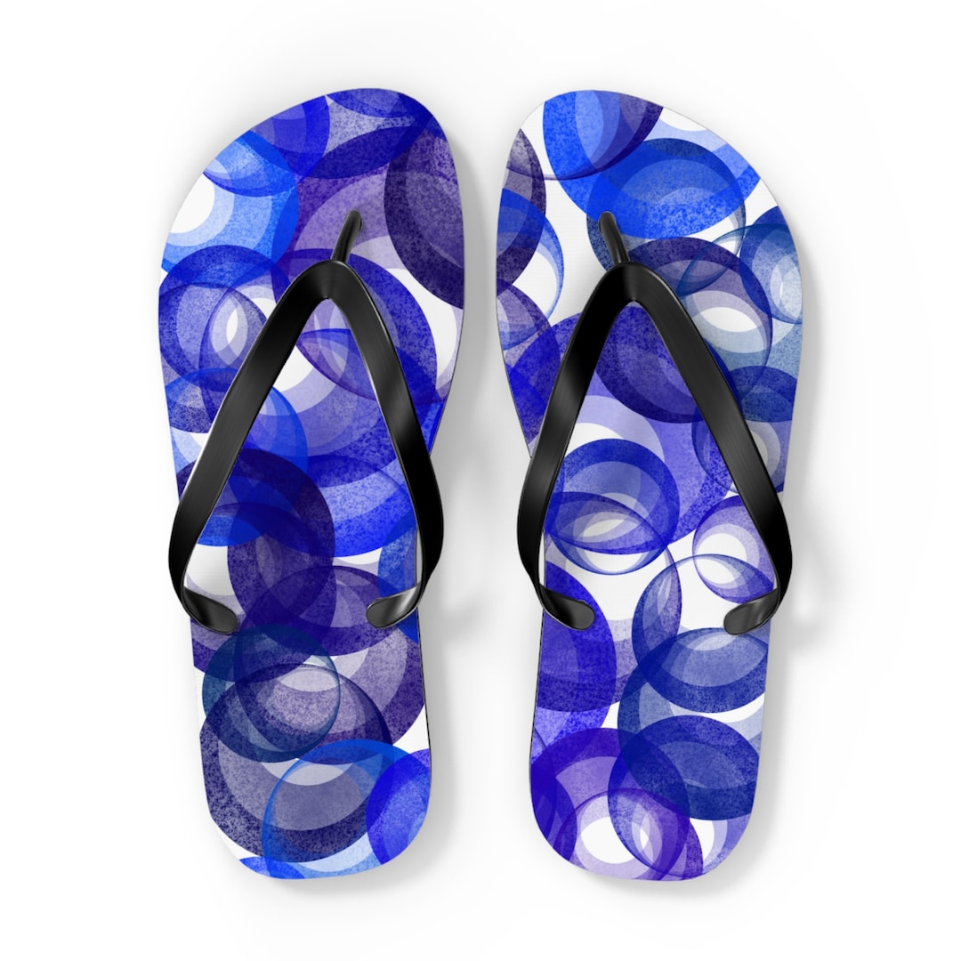 Firechick Designs blue Bubbles Flip Flops Summer Sandals Thongs Shower ...