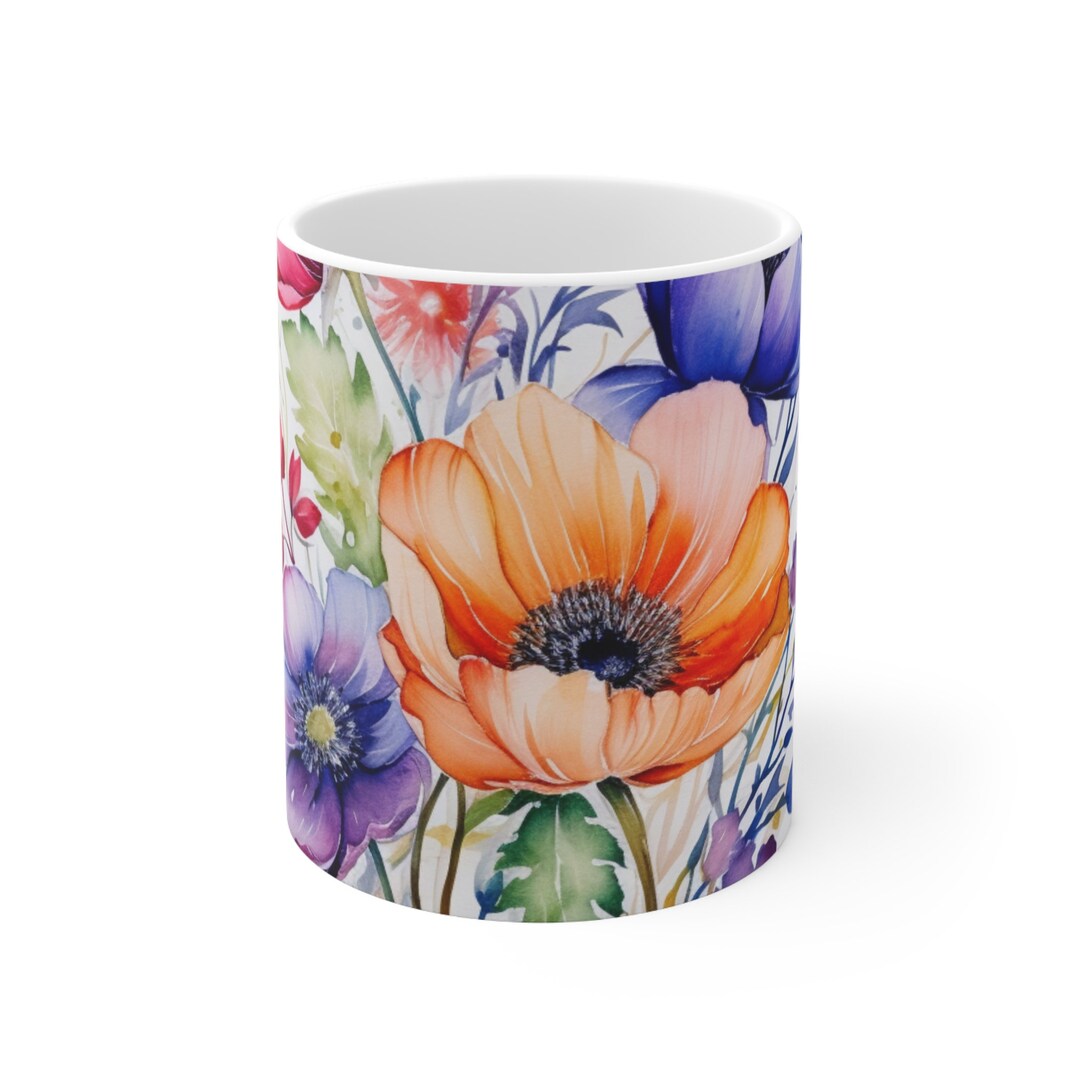 Beauty of Flowers Ceramic Mug 11oz Flora Coffee Cup Beautiful Bright ...