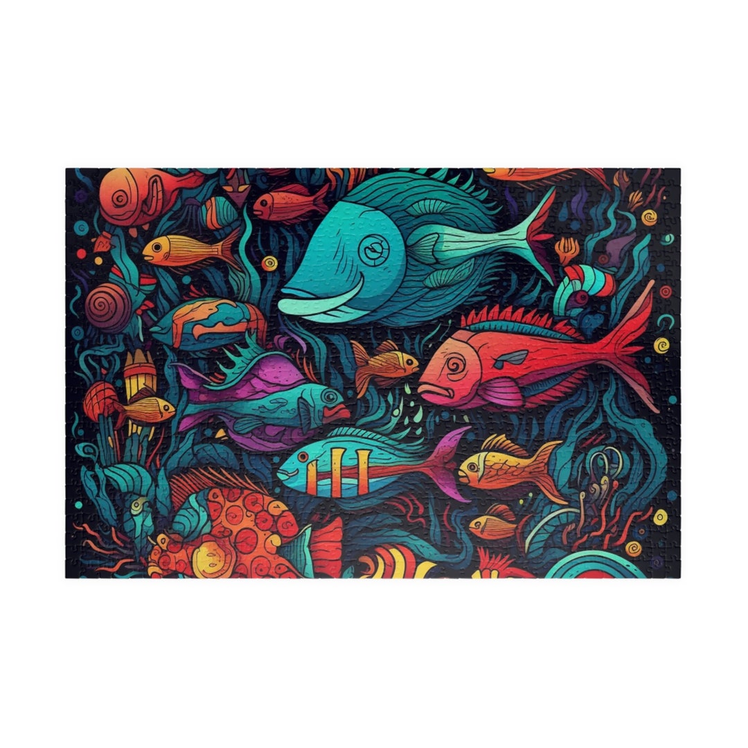 Colorful Weird Fish Puzzle 110, 252, 500, 1014-piece by Firechick ...