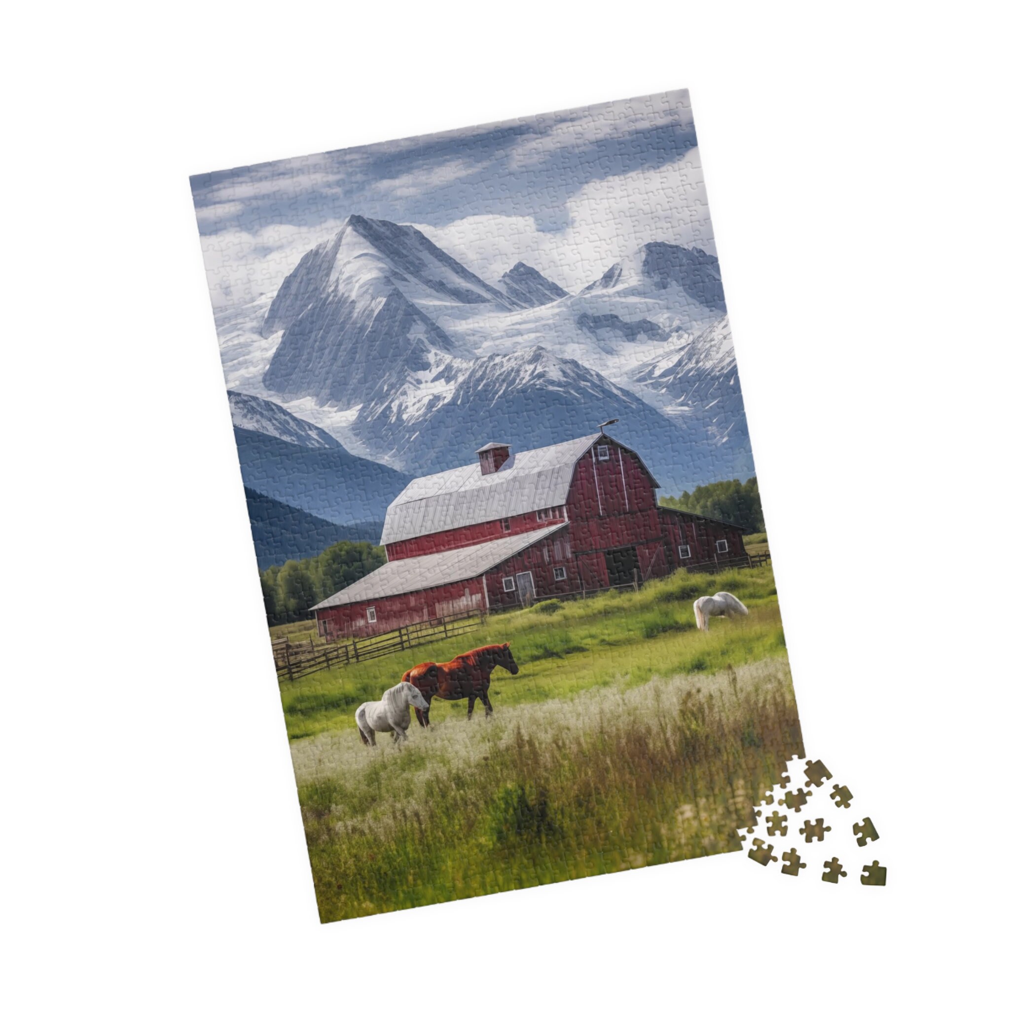 Big Red Barn Puzzle (110, 252, 520, 1014-piece) Beautiful Scenic ...