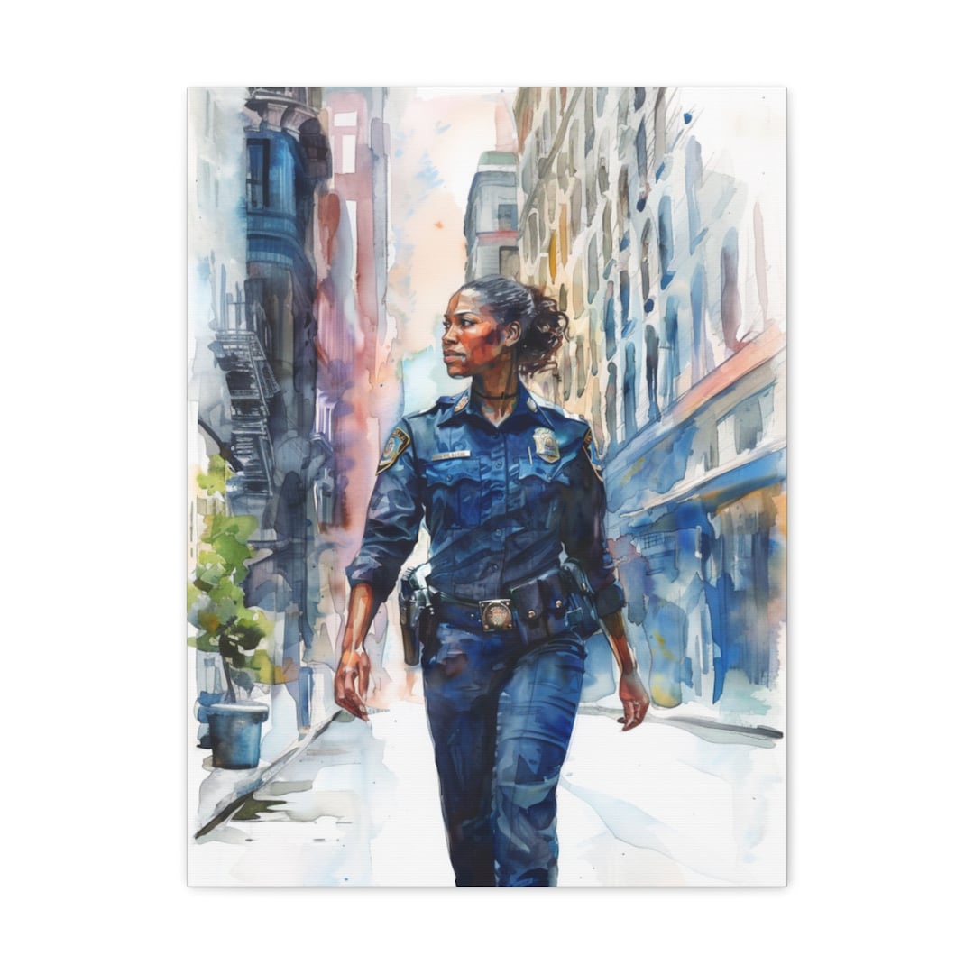 African American Police Officer Design #2 Canvas Gallery Wraps | Black ...