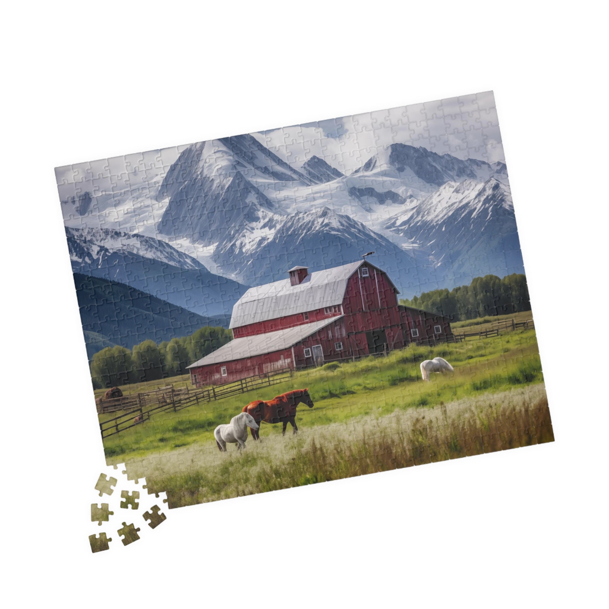 Big Red Barn Puzzle (110, 252, 520, 1014-piece) Beautiful Scenic ...