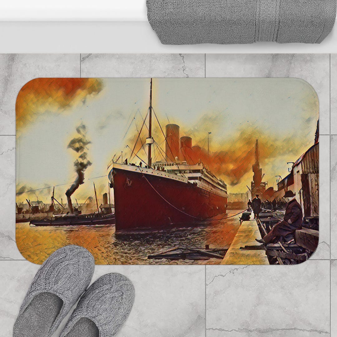 RMS Titanic Vintage Sailing Ship Bath Mat | Nautical Home Decor ...