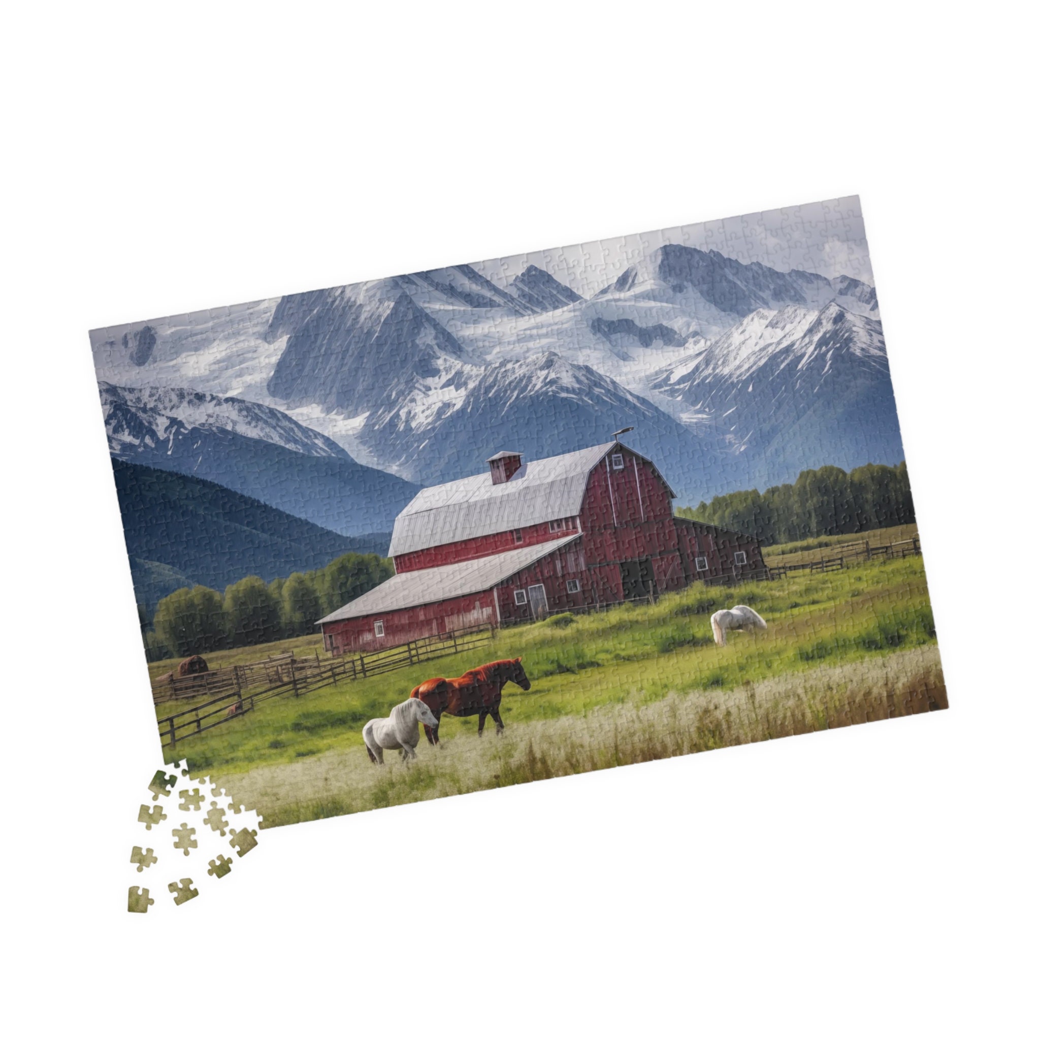 Big Red Barn Puzzle (110, 252, 520, 1014-piece) Beautiful Scenic ...