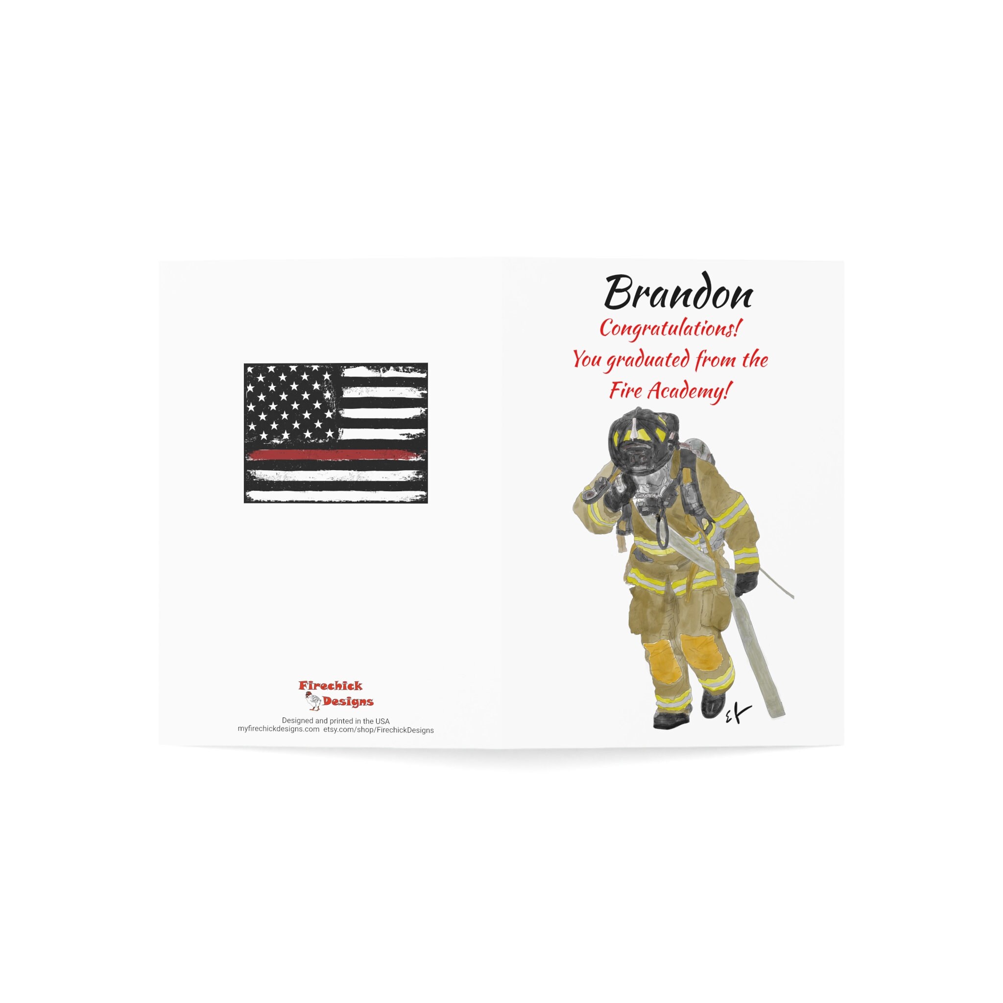 Fire Academy Personalized Graduation Greeting Card Firefighter ...