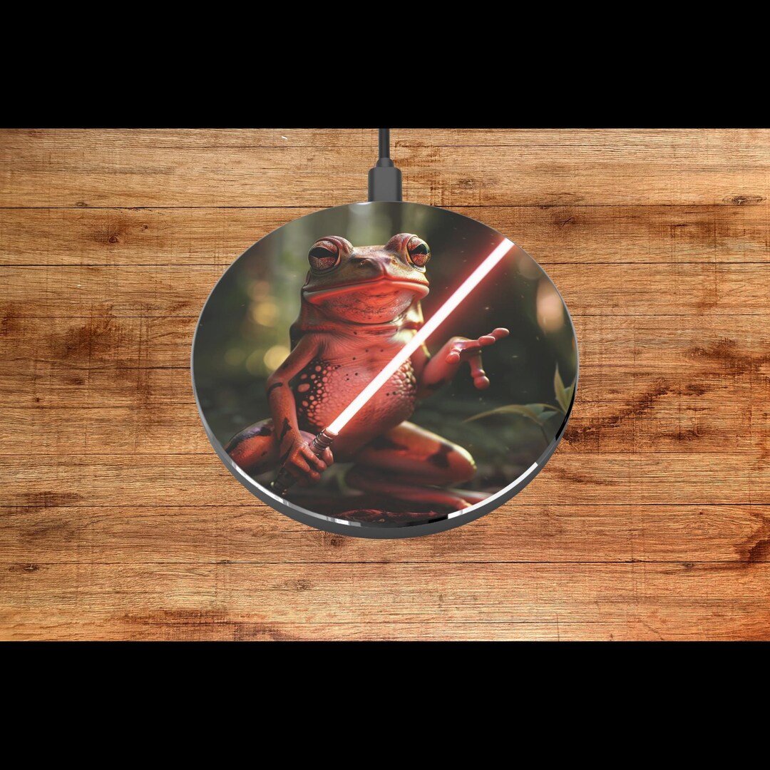 Sci-fi Frog Warrior Wireless Charger Pad, Black Aluminum Base, 3.93 ...