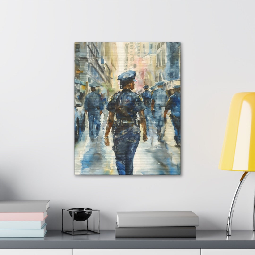 African American Police Officer Design #1 Canvas Gallery Wraps | Black ...