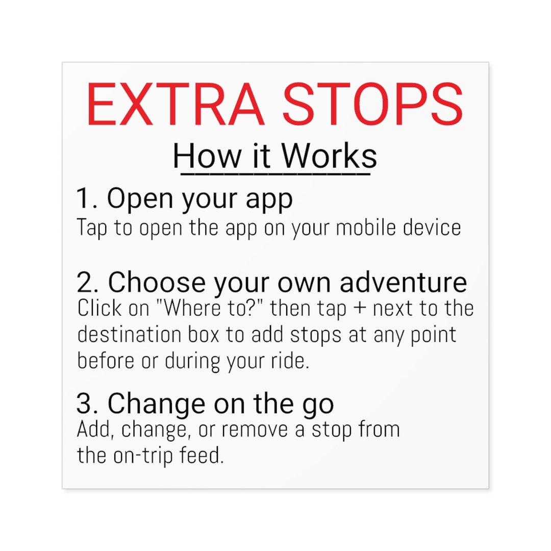 Uber Driver Square Stickers, English Spanish Indooroutdoor Extra Stops ...