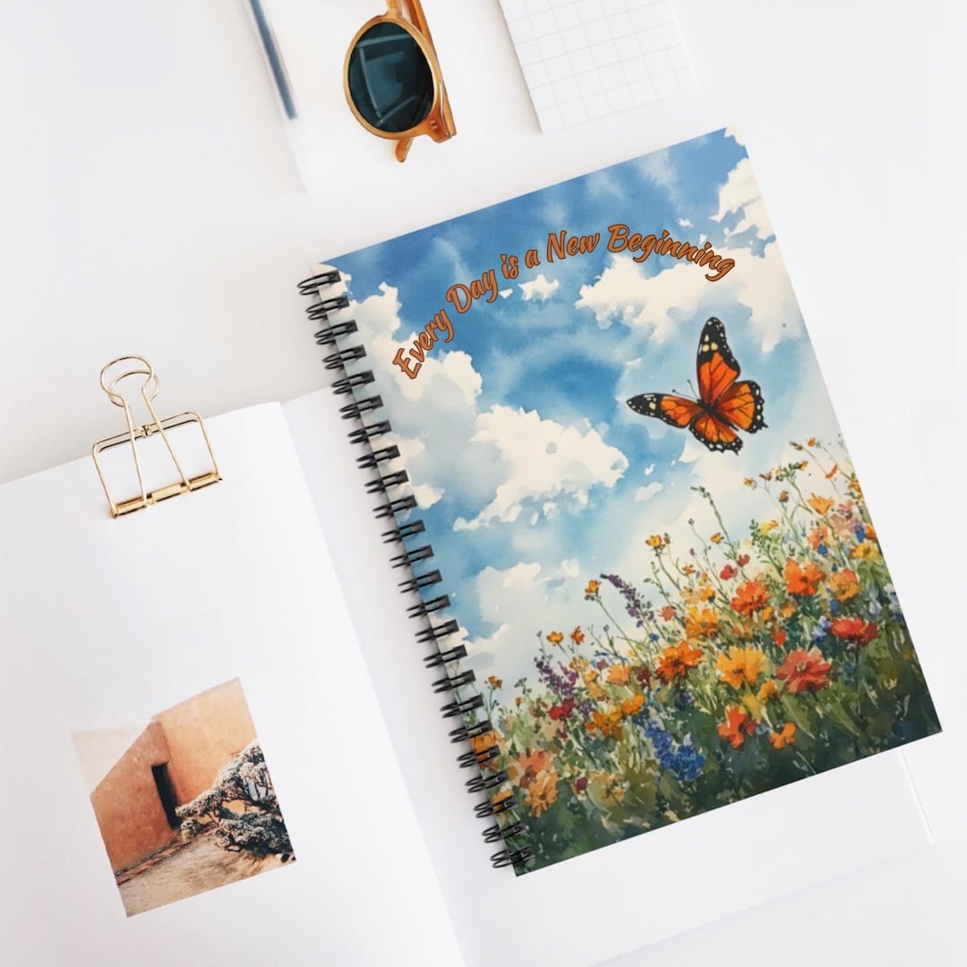 Spiral Notebook - Inspirational Quotes, Watercolor Bluebird, Monarch ...