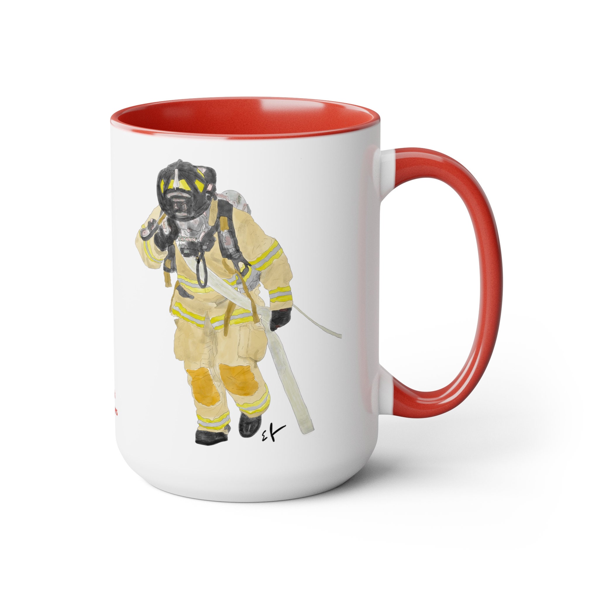 Firechick Designs retired Hose Dragger Firefighter Two-tone Coffee Mugs ...