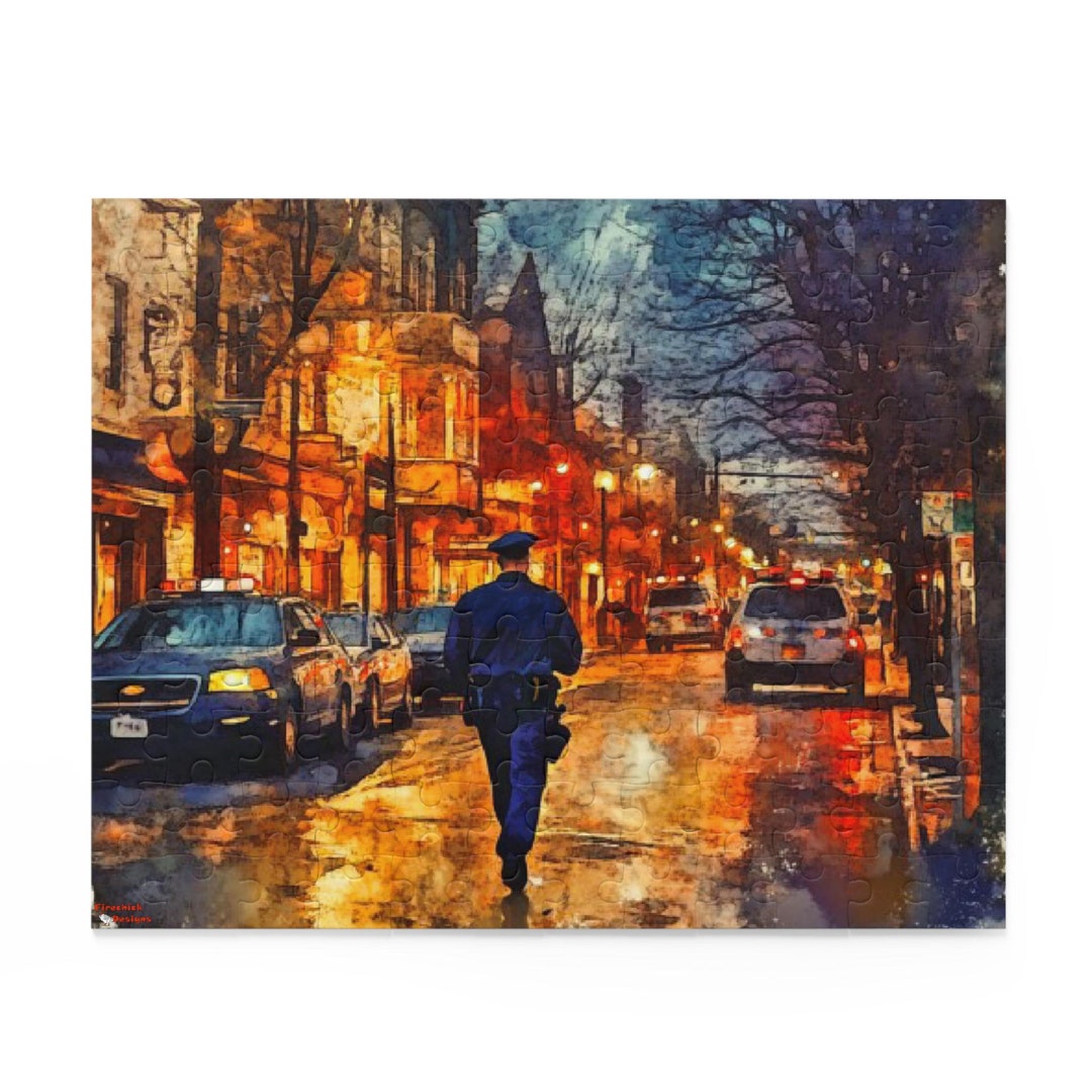 Puzzle - Police Officer Walking the Beat on a Fall Day - 120, 252, 500 ...