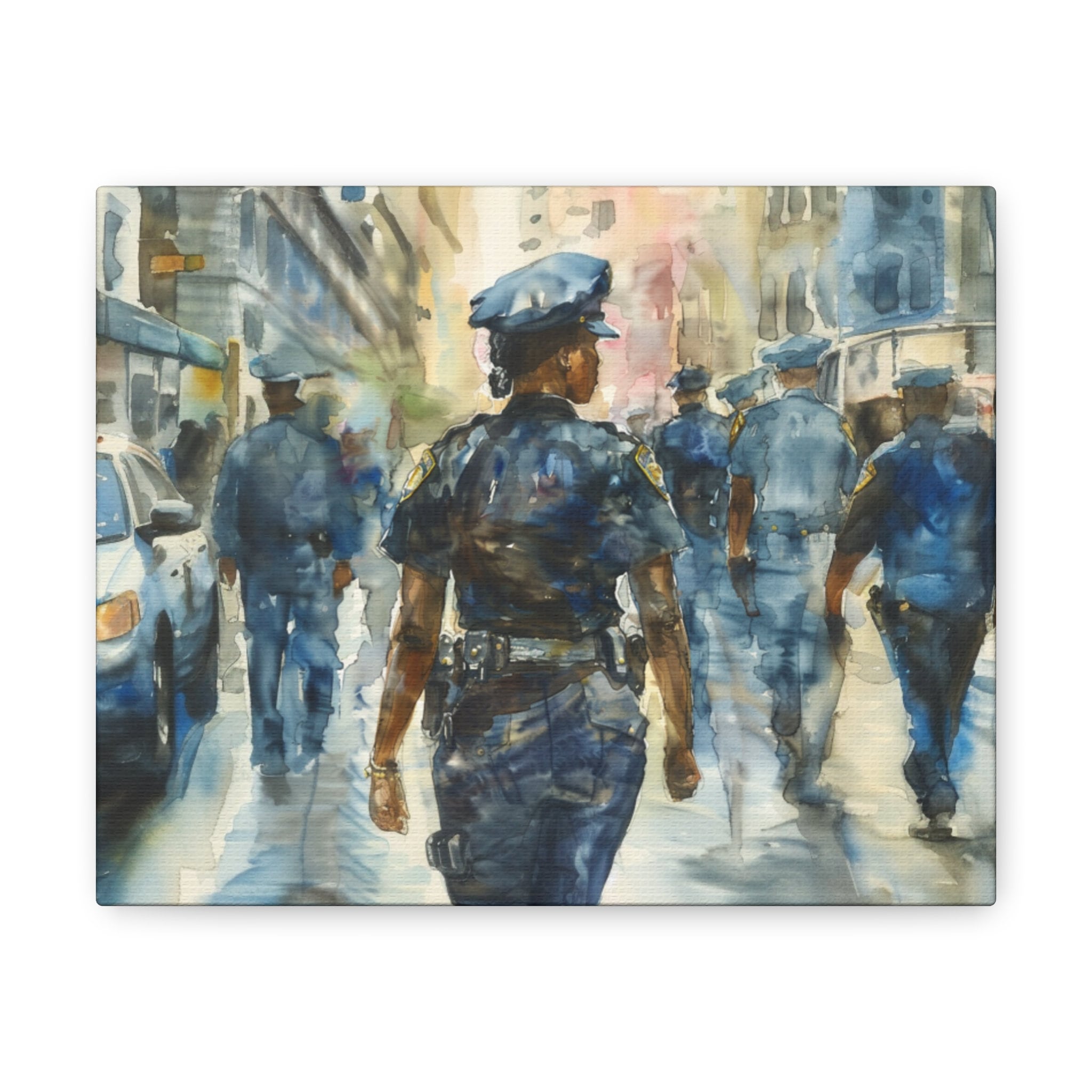 African American Police Officer Design 1 Canvas Gallery Wraps Black ...