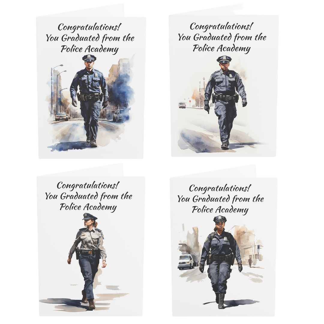Police Academy Graduation Card, 5x7", Watercolor Officer Portraits, 4 ...